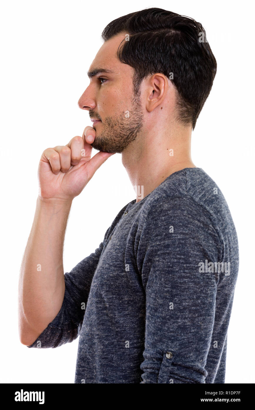 Single hand chin hi-res stock photography and images - Alamy