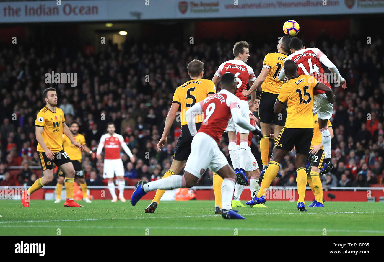 Arsenal's Henrikh Mkhitaryan (second left) scores his side's first goal ...