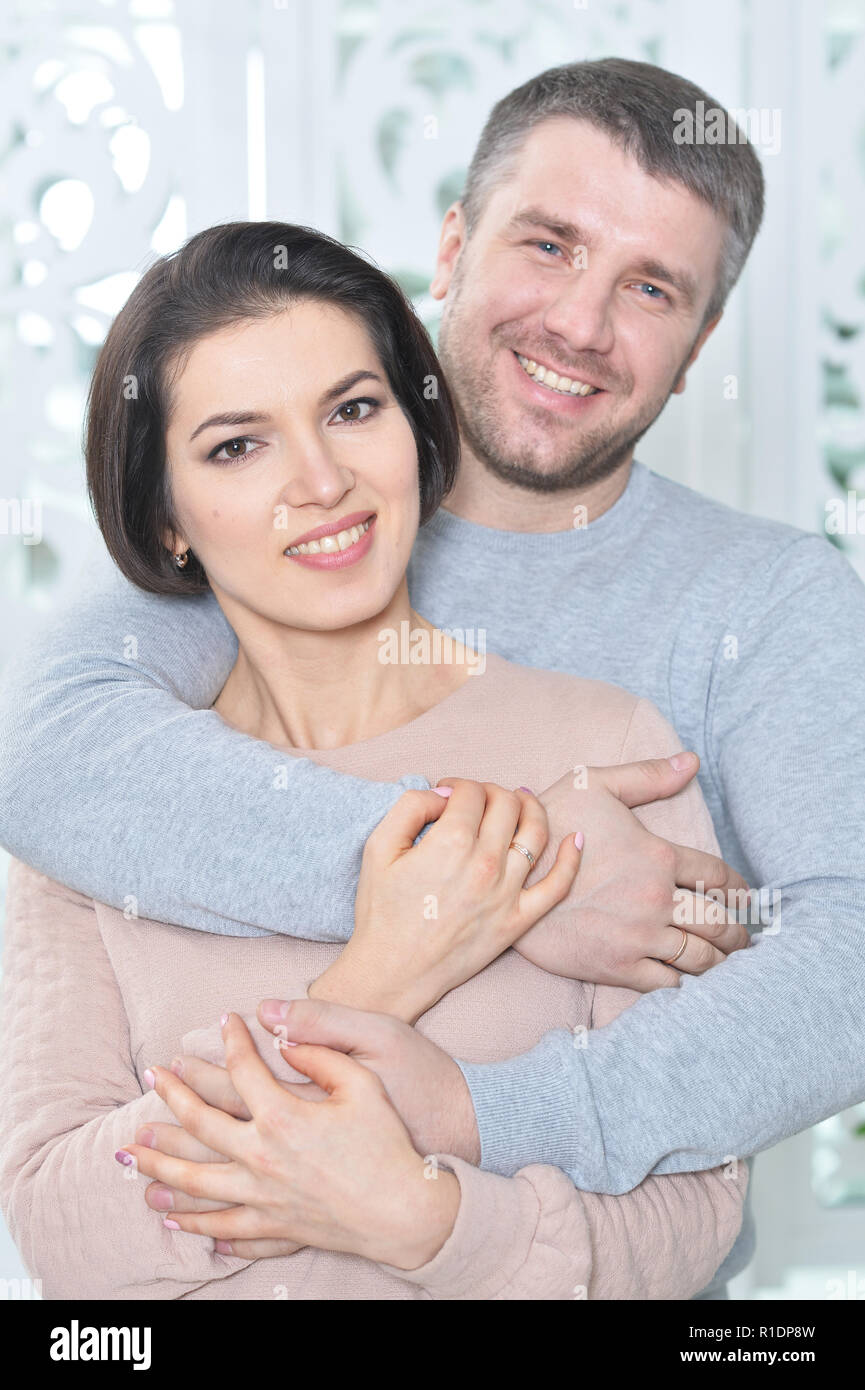 Portrait of a beautiful pretty couple posing Stock Photo - Alamy