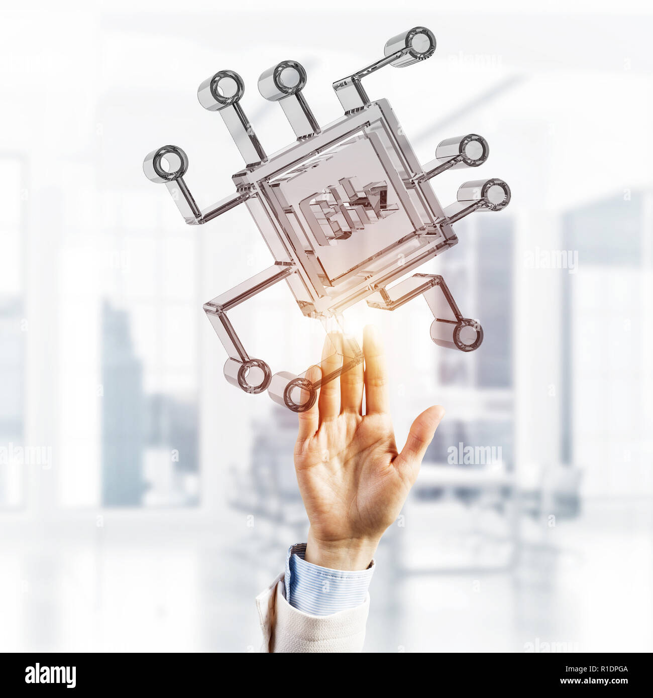 Computing and innovation concept with chip icon. Mixed media Stock ...