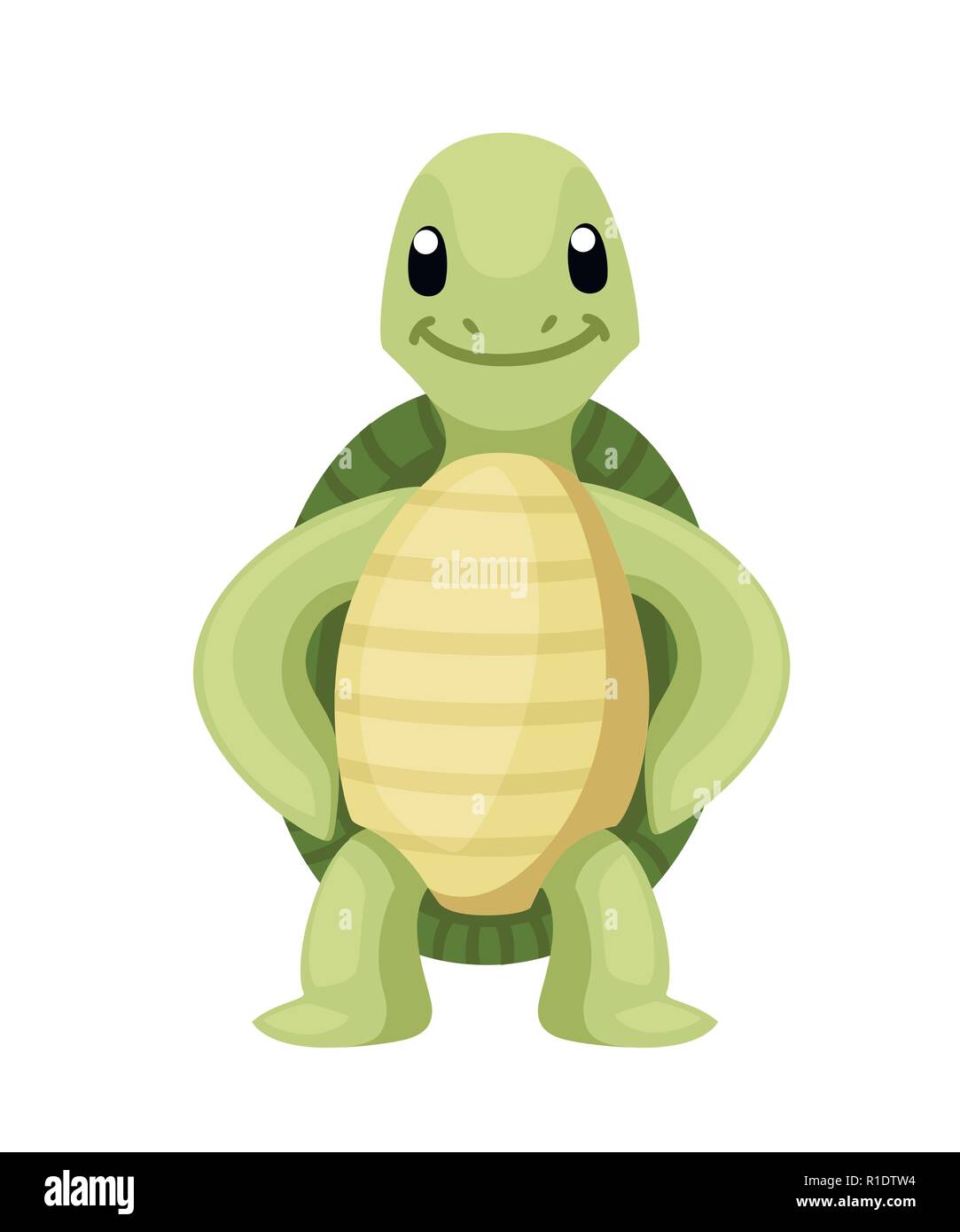 Happy cute turtle stand with smile. Cartoon character design. Flat ...