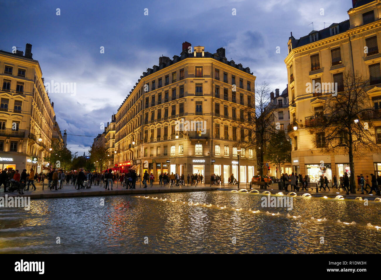 Republic square at twilight, Lyon, France Stock Photo - Alamy