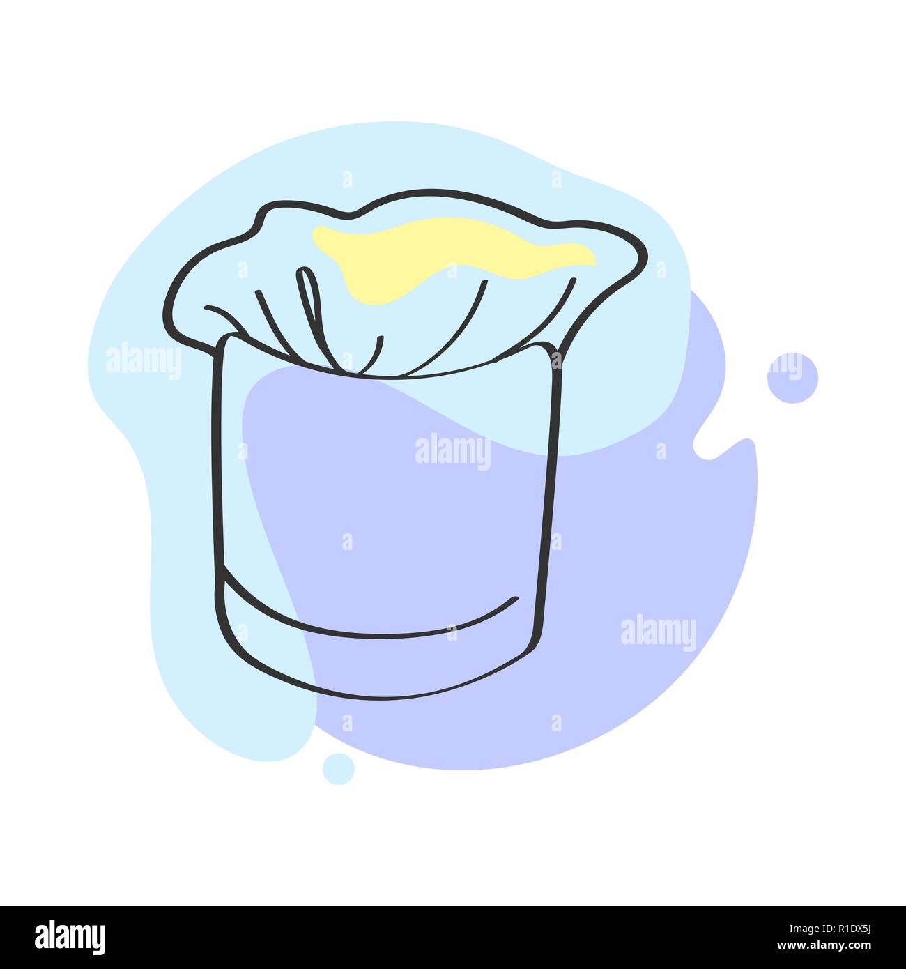 White chef hat isolated on white background line style vector icon ...
