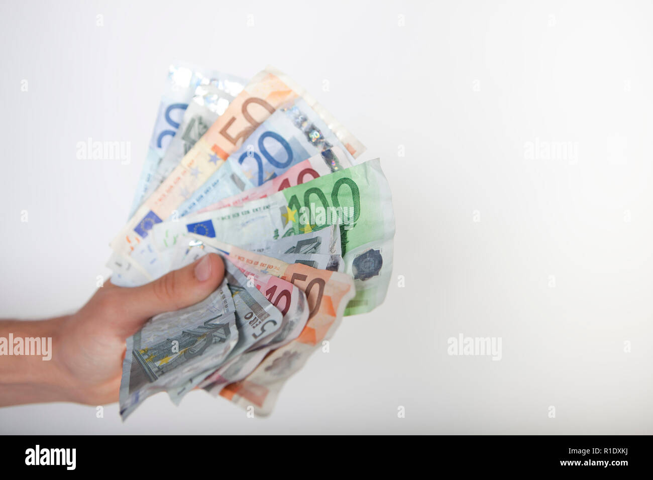 Illustrative image of various denomination Euro notes Stock Photo - Alamy
