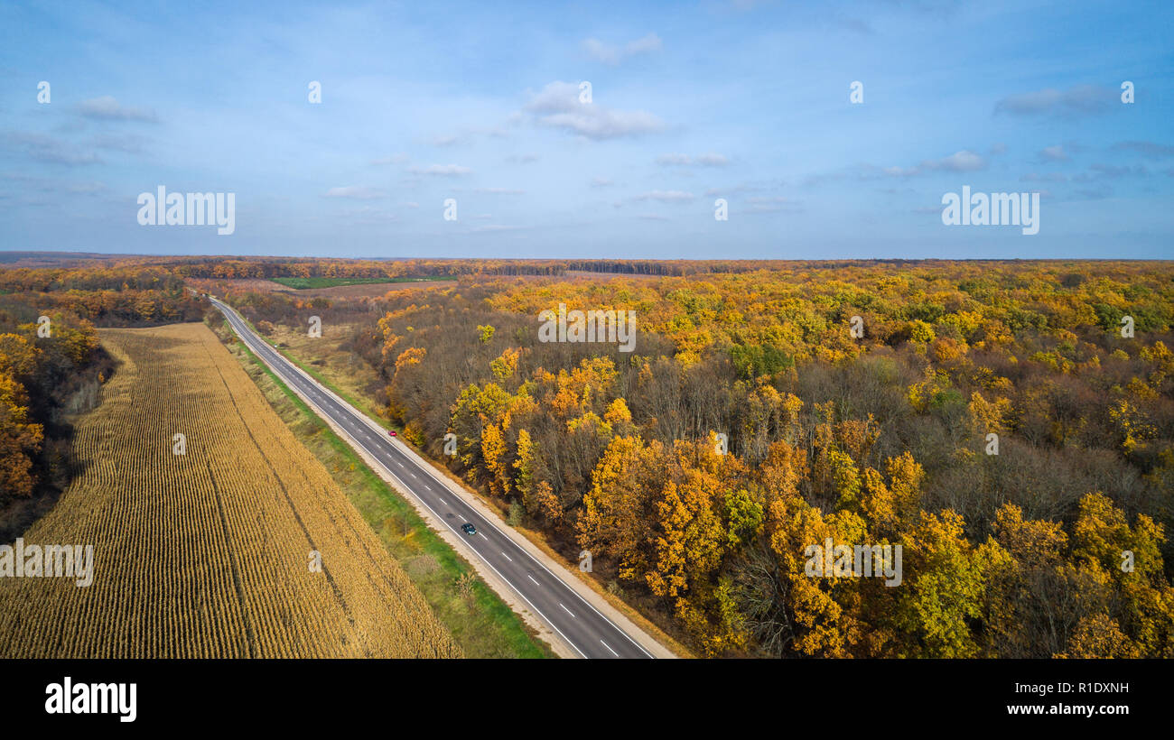 Aerial view corn field asphalt hi-res stock photography and images - Alamy
