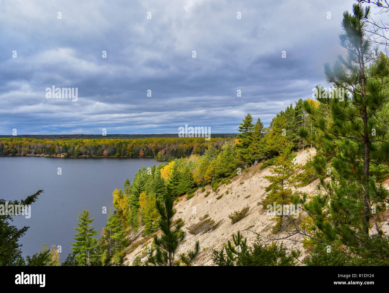 Sand dunes in huron national forest. The fall colors had just began to ...