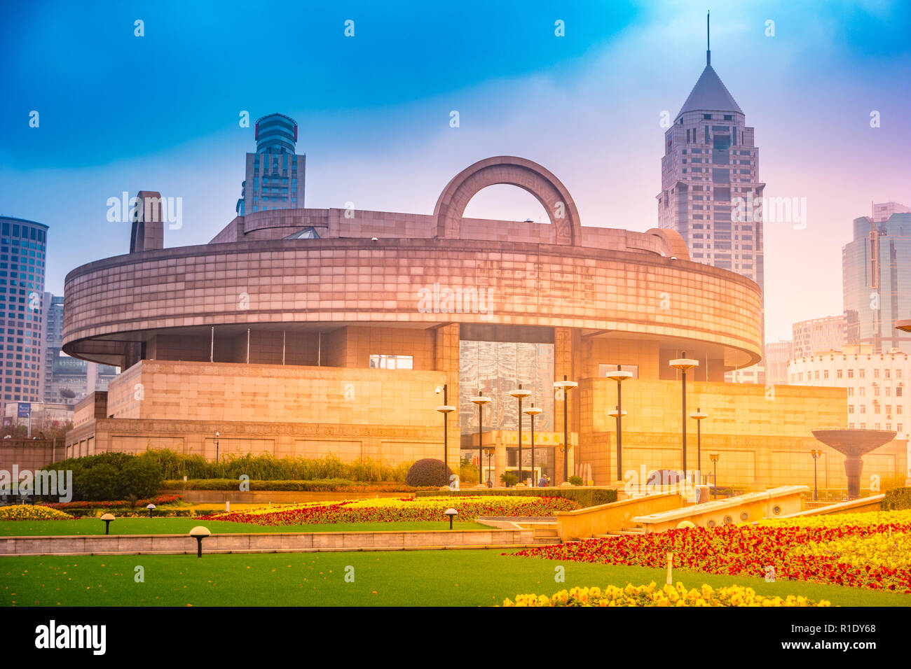 Shanghai downtown at day time, with Shanghai Museum background Stock ...
