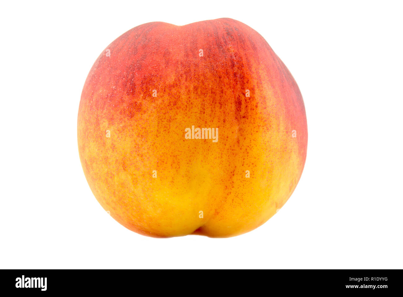 Peach fruit close up isolated on white background Stock Photo - Alamy