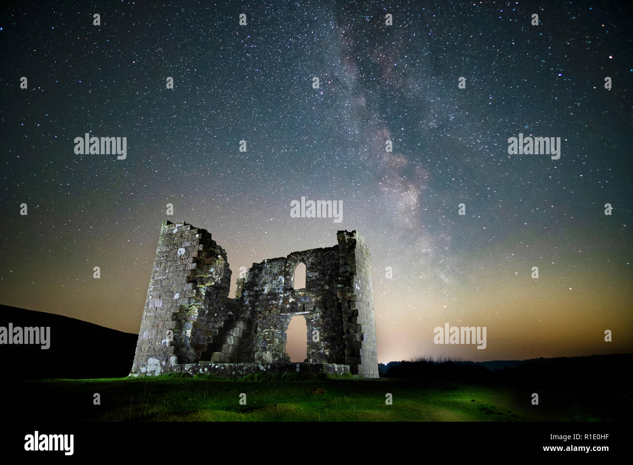 The milky way over Skelton Tower on the North York Moors near Levisham ...