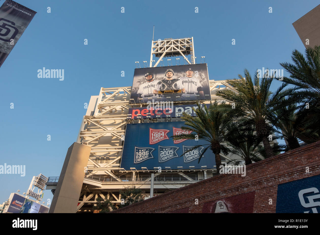 Night time view of Petco Park, home of the San Diego Padres baseball ...
