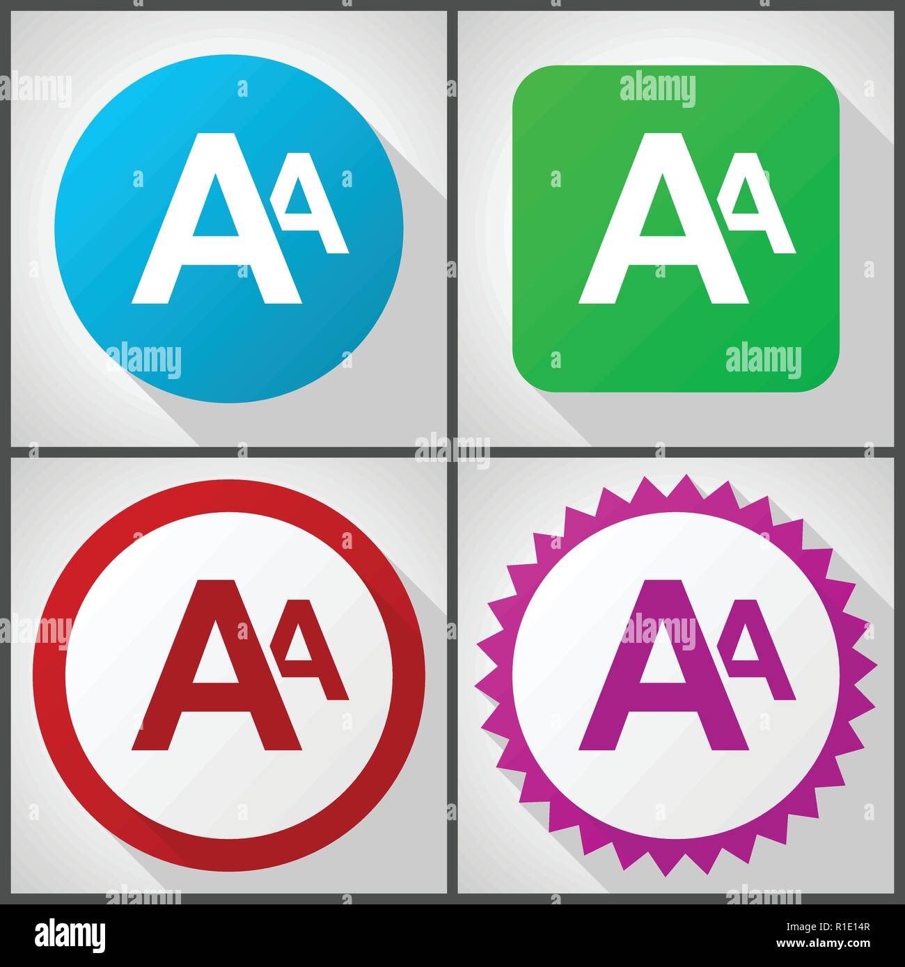 Vector icons with 4 options. Alphabet flat design icon set easy to edit ...