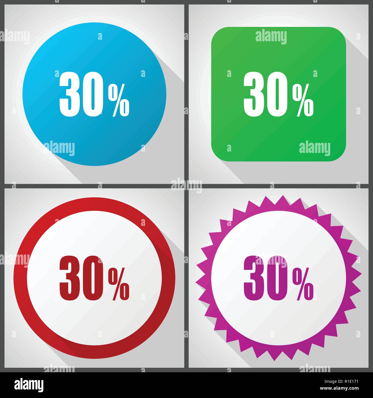 Vector icons with 4 options. 30 percent flat design icon set easy to ...