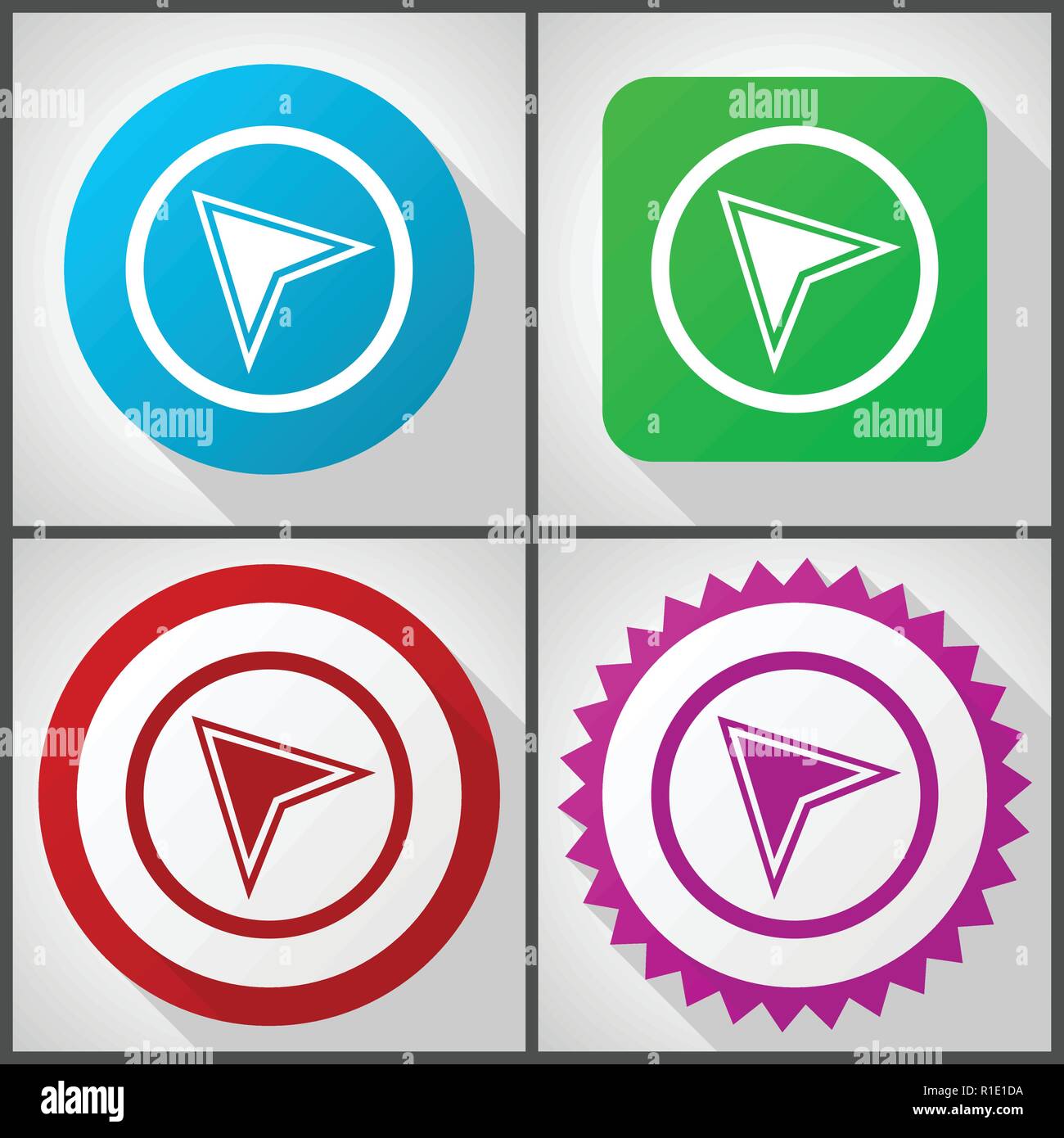Vector icons with 4 options. Navigation flat design icon set easy to ...
