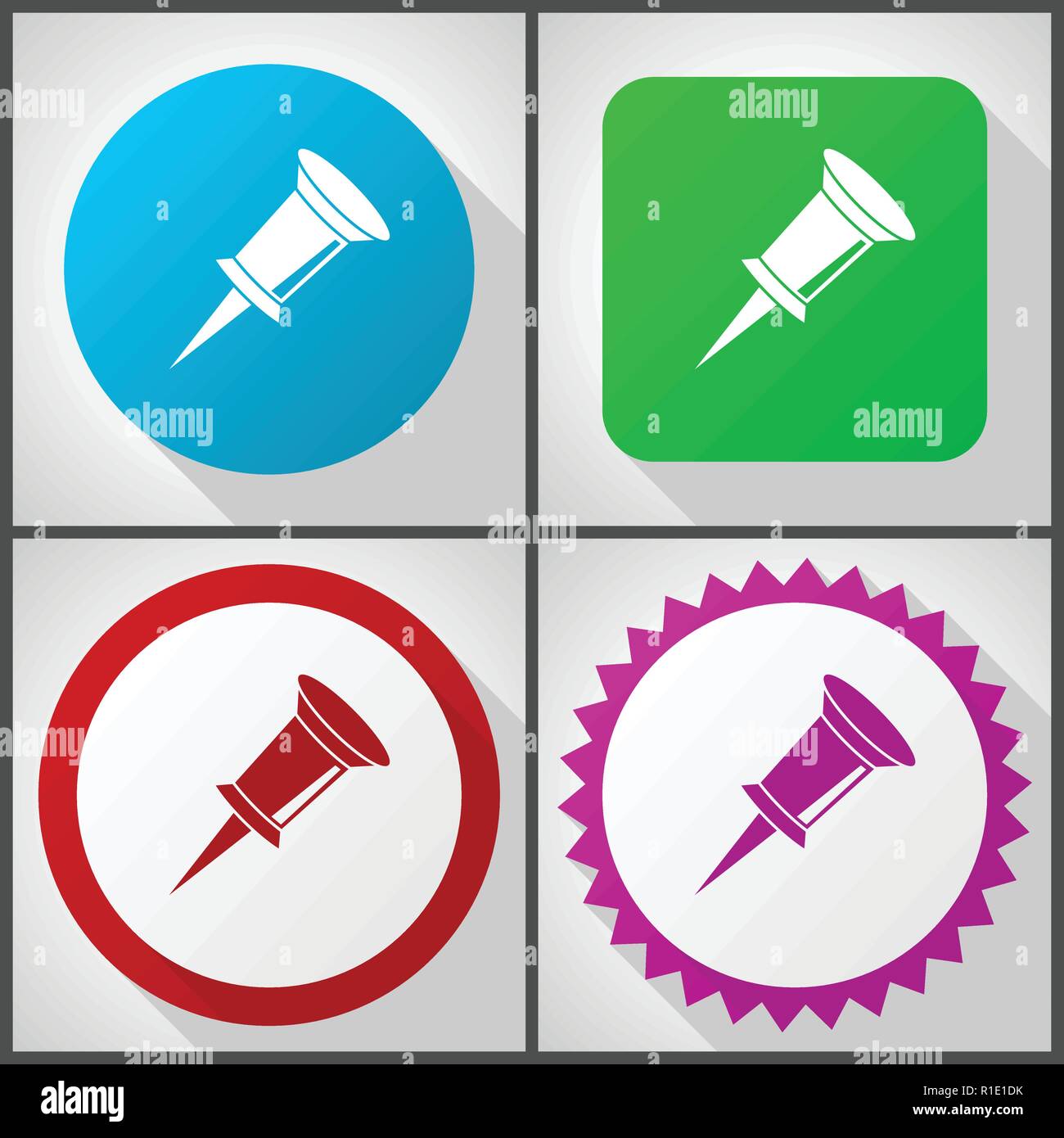 Vector icons with 4 options. Pin flat design icon set easy to edit in ...