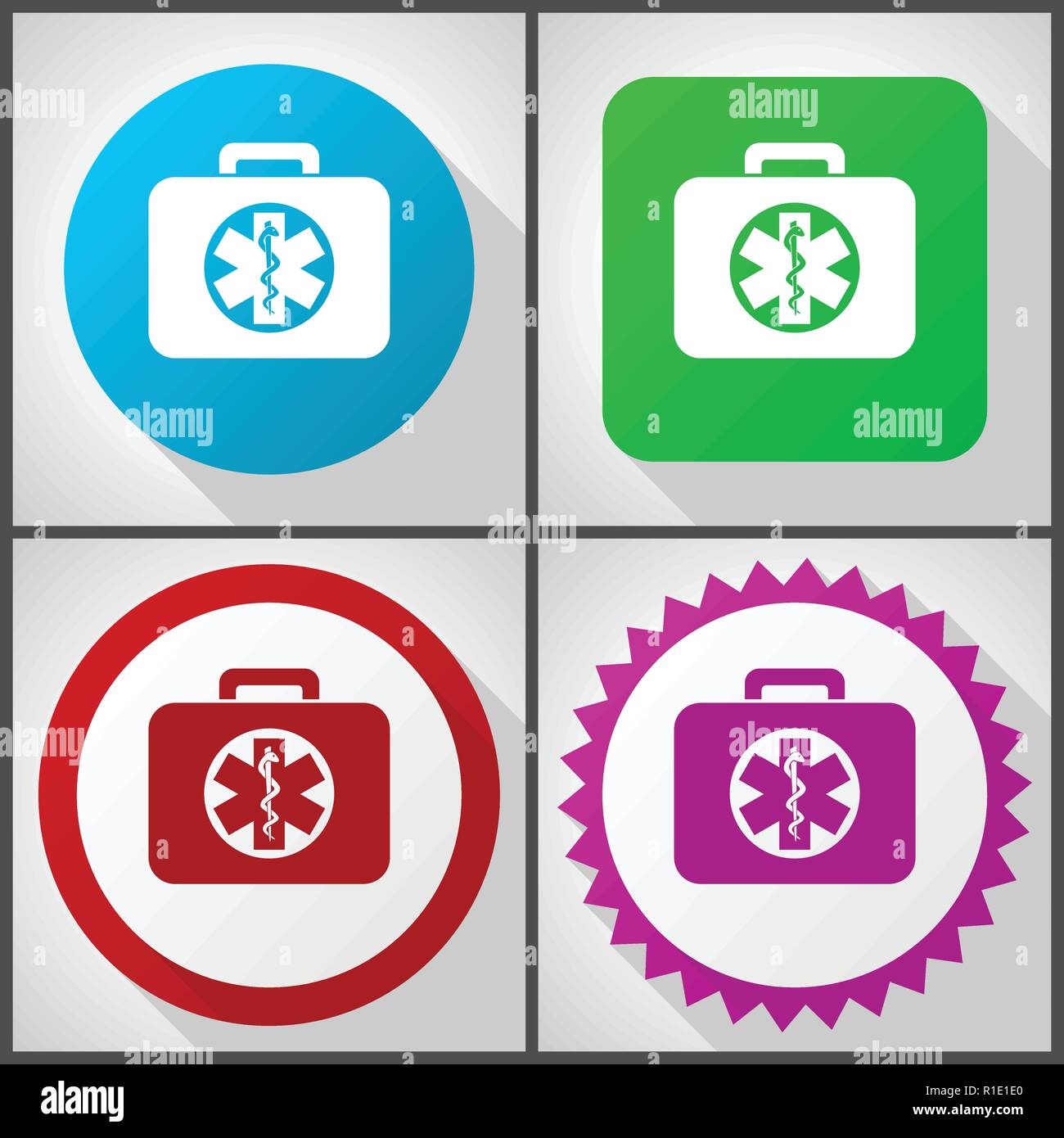 Vector icons with 4 options. Rescue kit flat design icon set easy to ...
