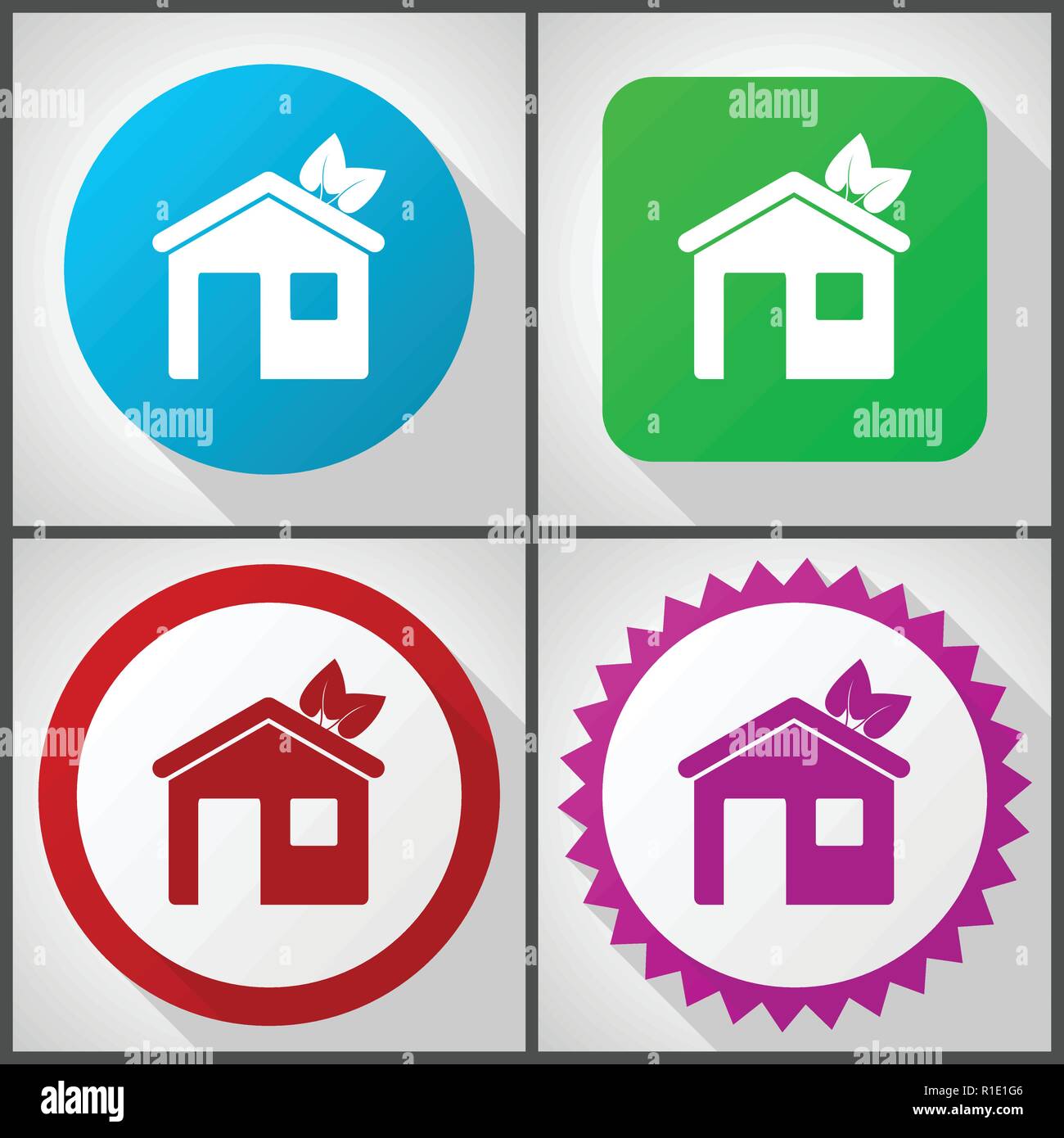 Vector icons with 4 options. House flat design icon set easy to edit in ...