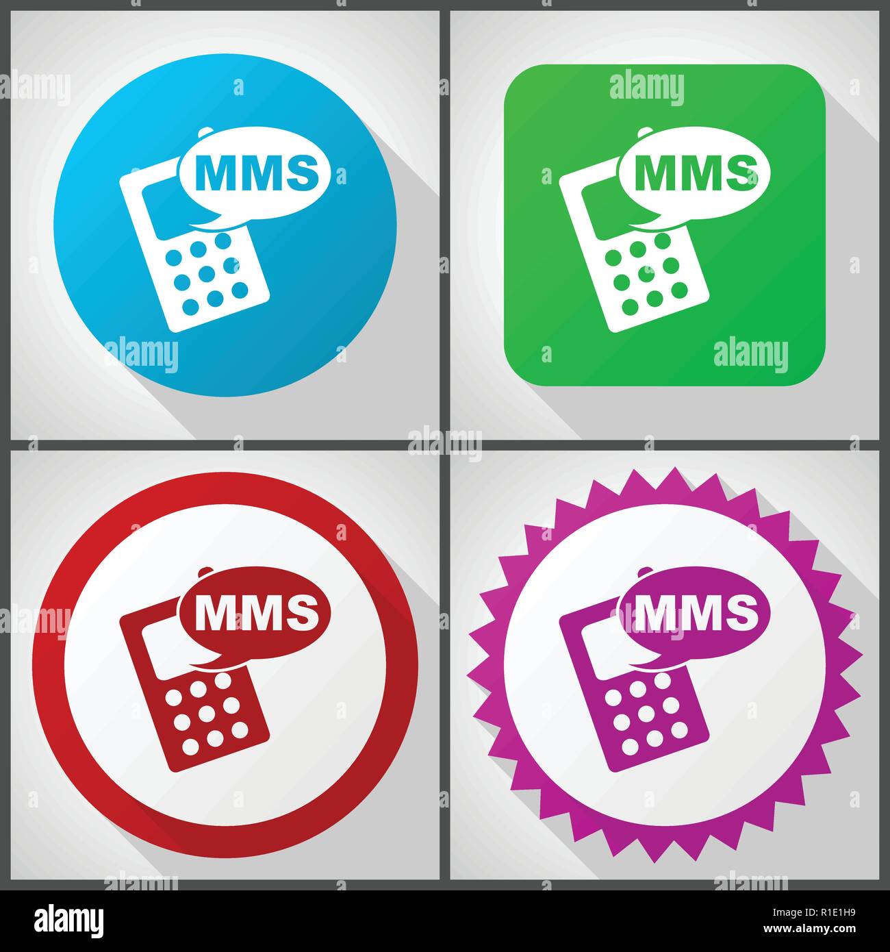 Vector icons with 4 options. Mms flat design icon set easy to edit in ...