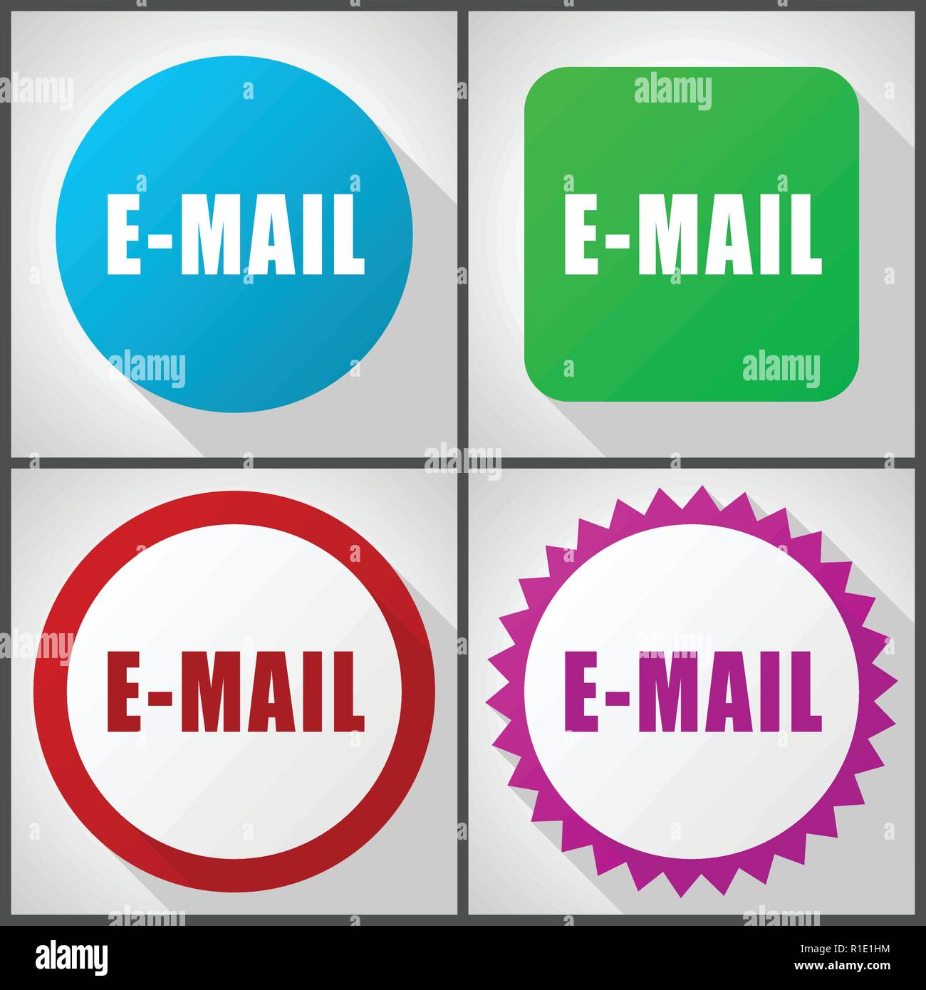 Vector icons with 4 options. Email flat design icon set easy to edit in ...