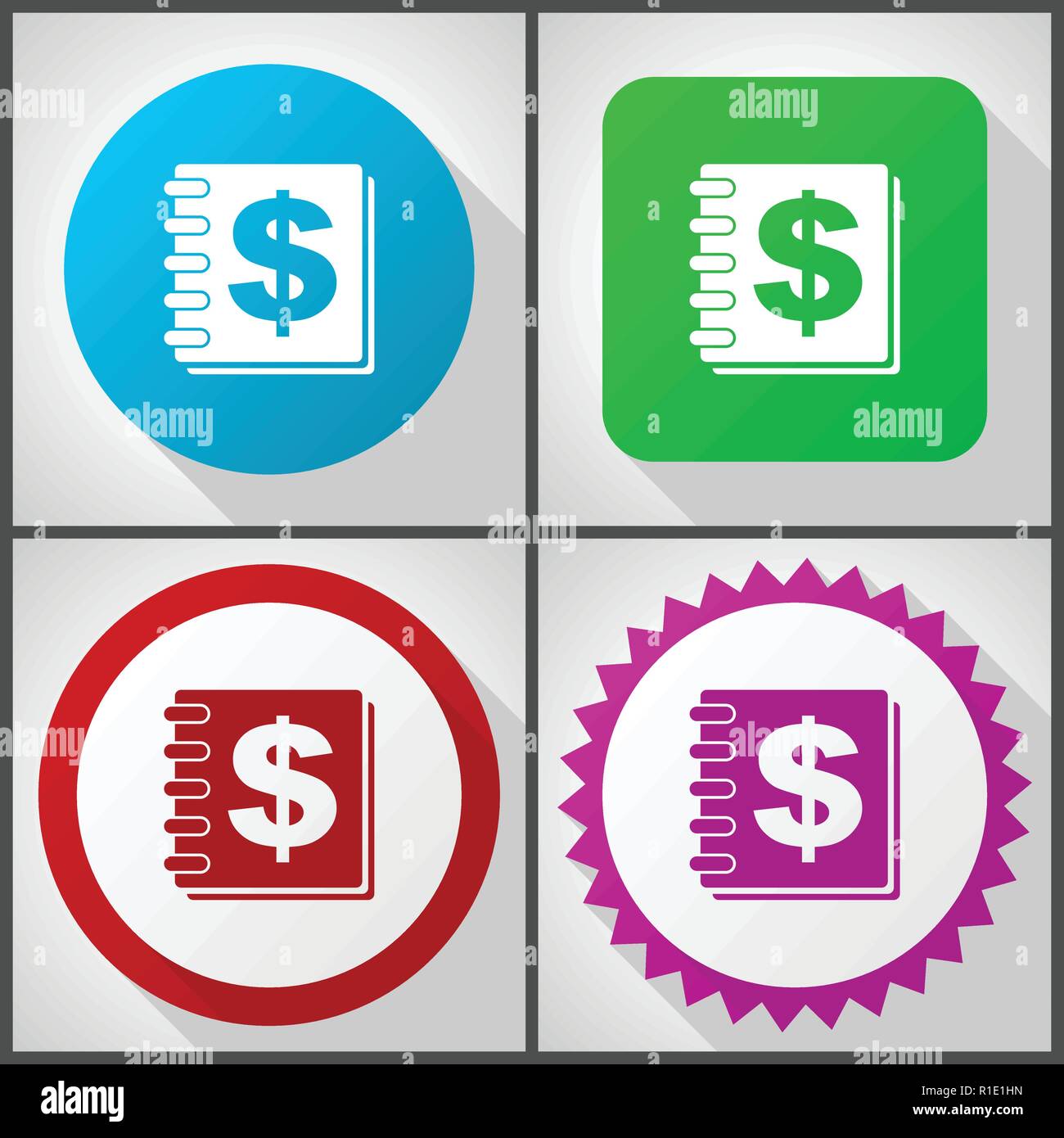Vector icons with 4 options. Money flat design icon set easy to edit in ...