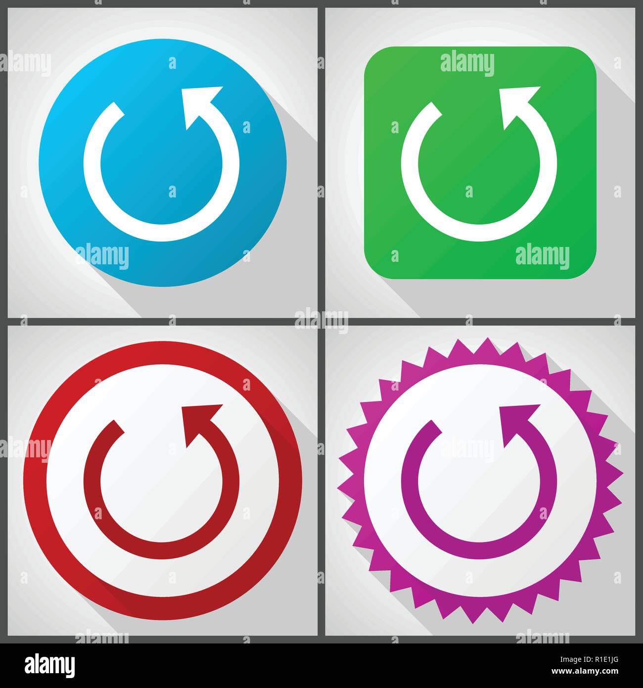 Vector icons with 4 options. Rotate flat design icon set easy to edit ...