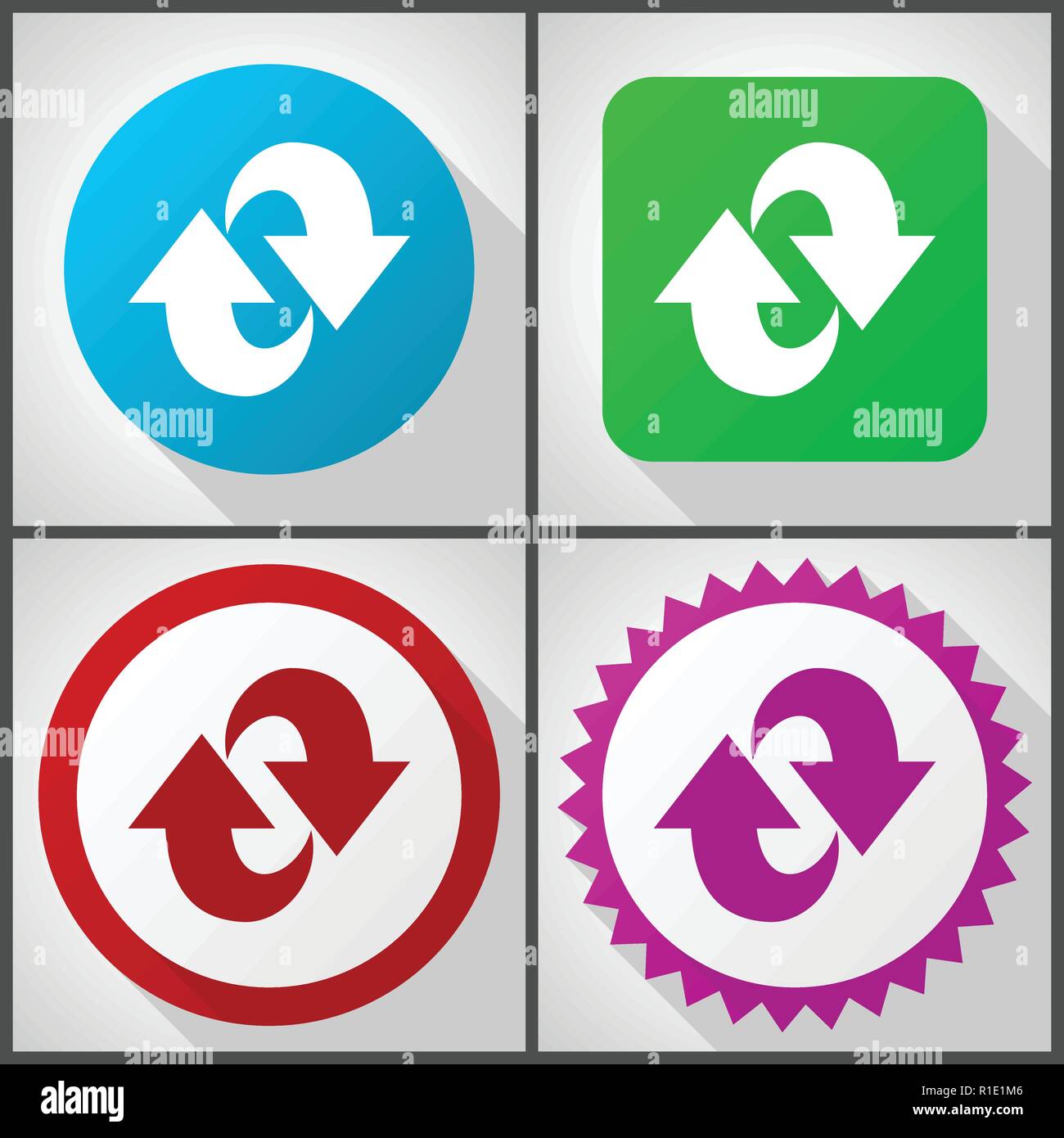 Vector icons with 4 options. Rotation flat design icon set easy to edit ...