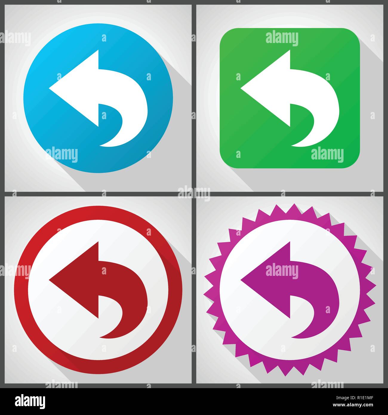 Vector icons with 4 options. Back flat design icon set easy to edit in ...