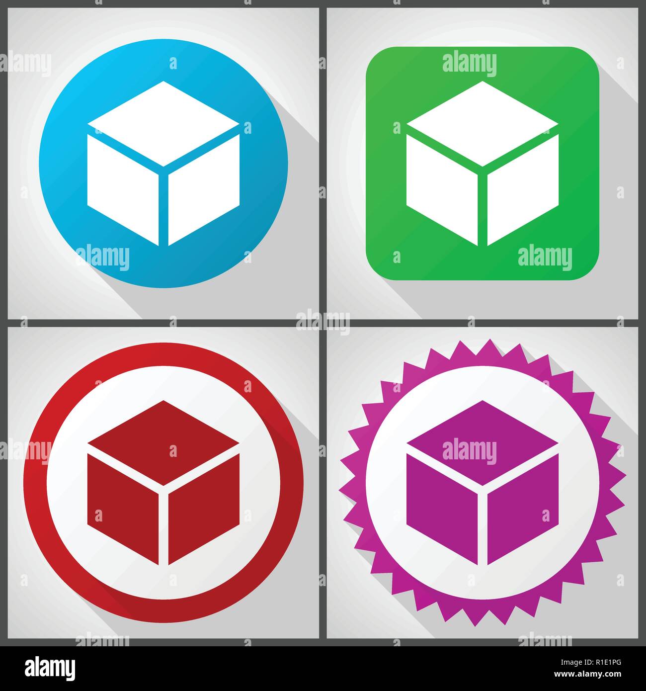 Vector icons with 4 options. Box flat design icon set easy to edit in ...