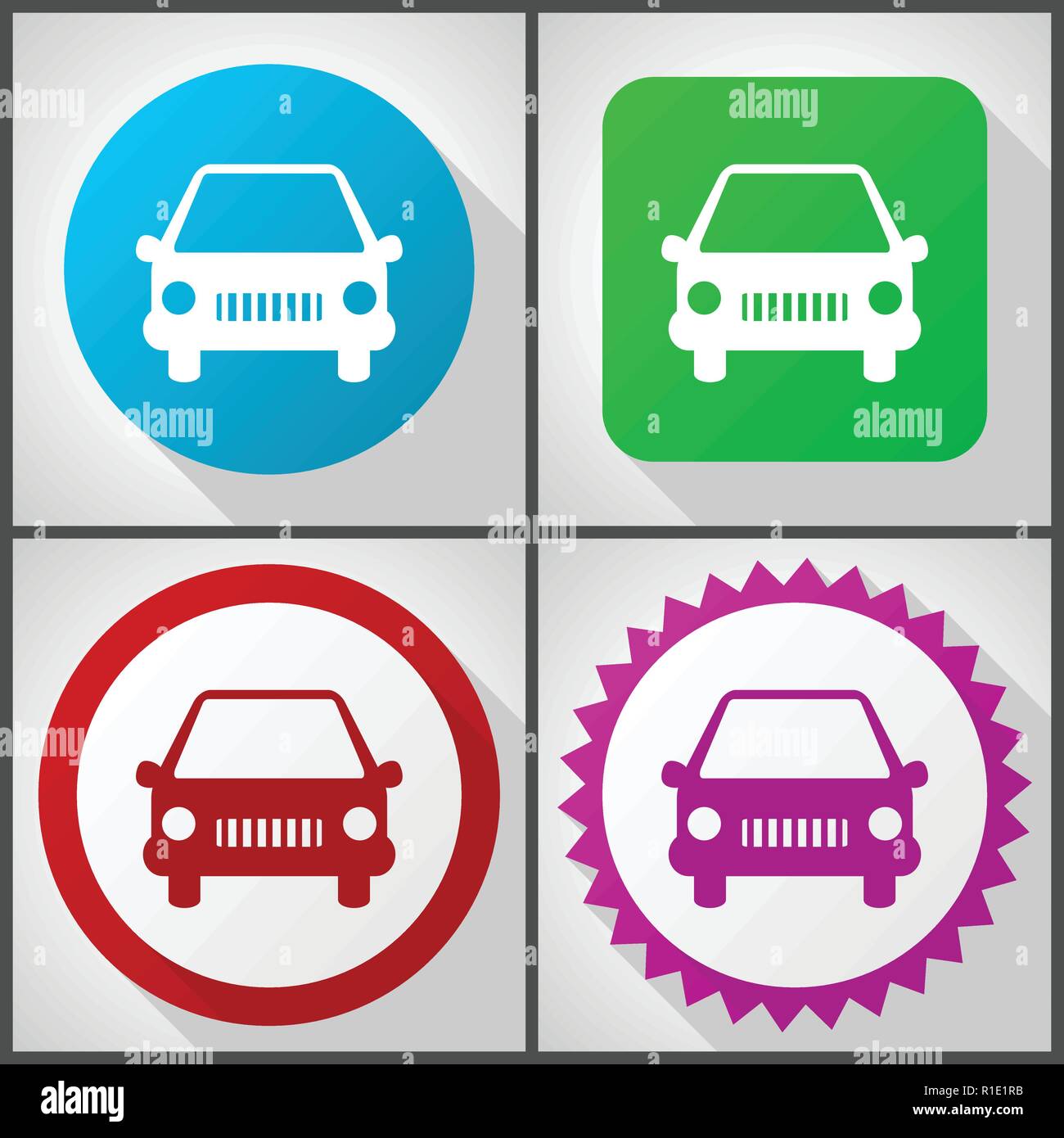 Vector icons with 4 options. Car flat design icon set easy to edit in ...