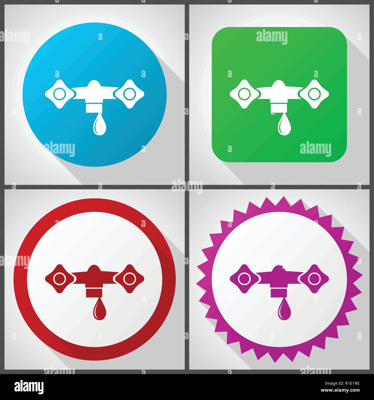 Vector icons with 4 options. Water flat design icon set easy to edit in ...