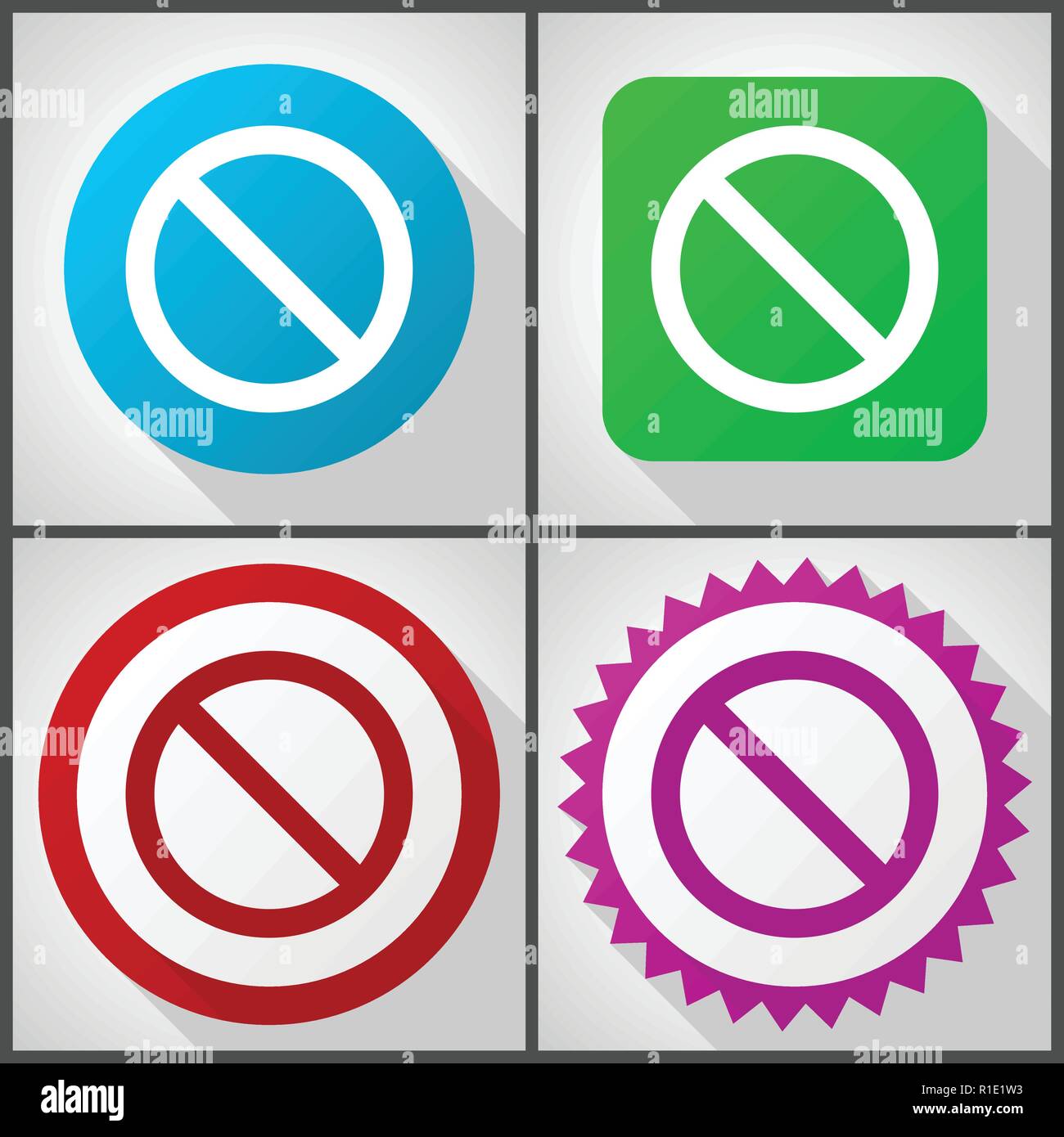 Vector icons with 4 options. Access denied flat design icon set easy to ...