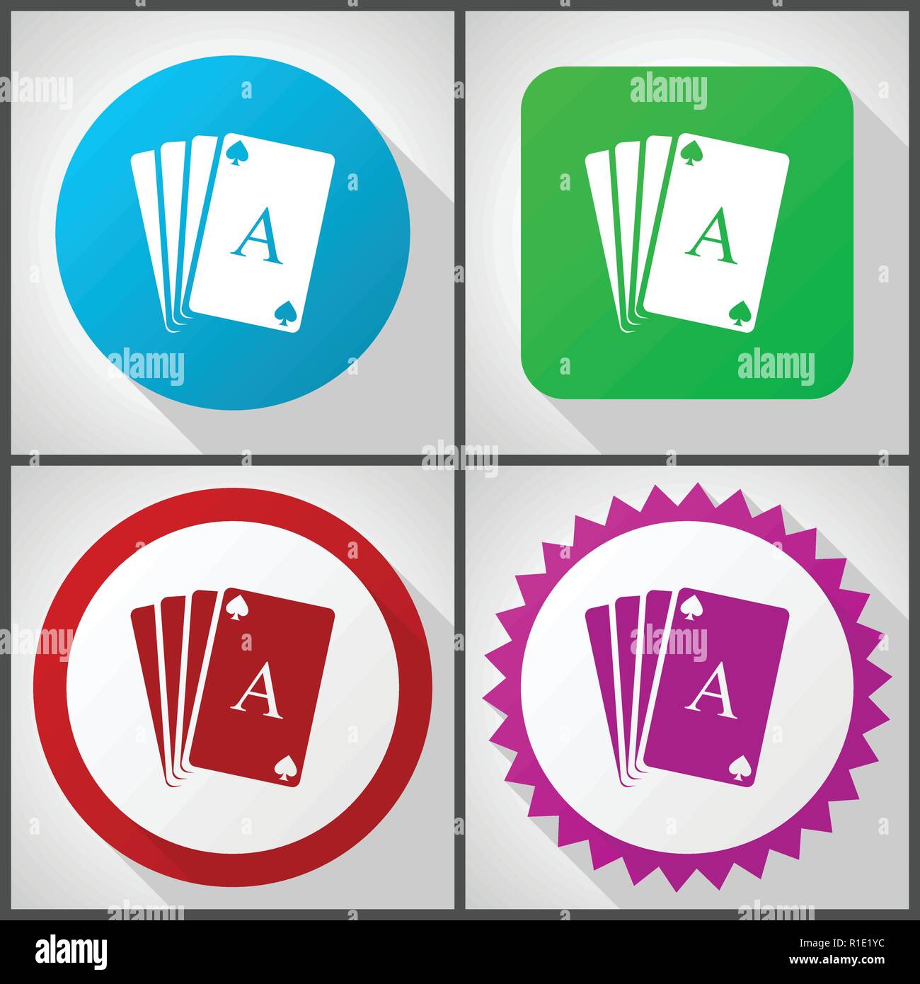 Vector icons with 4 options. Card flat design icon set easy to edit in ...