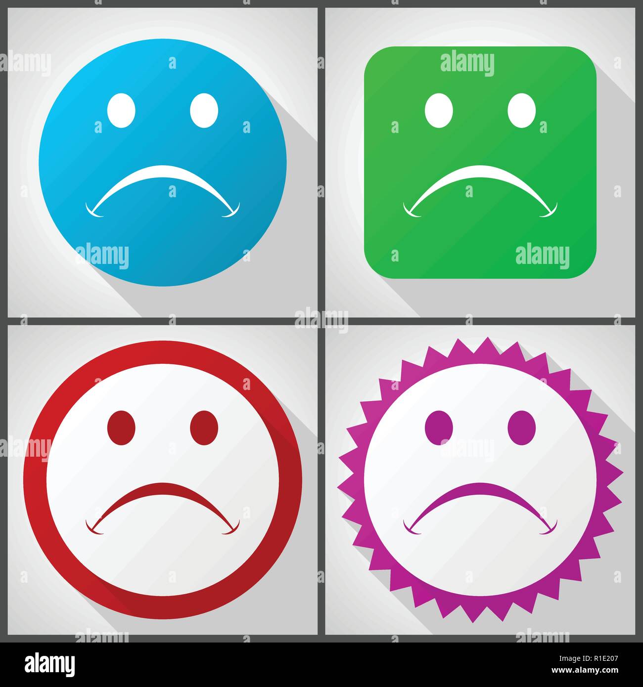 Vector icons with 4 options. Cry flat design icon set easy to edit in ...