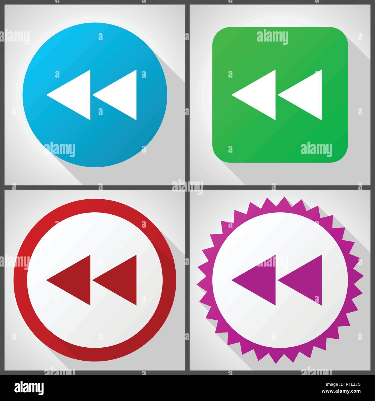 Vector icons with 4 options. Rewind flat design icon set easy to edit ...