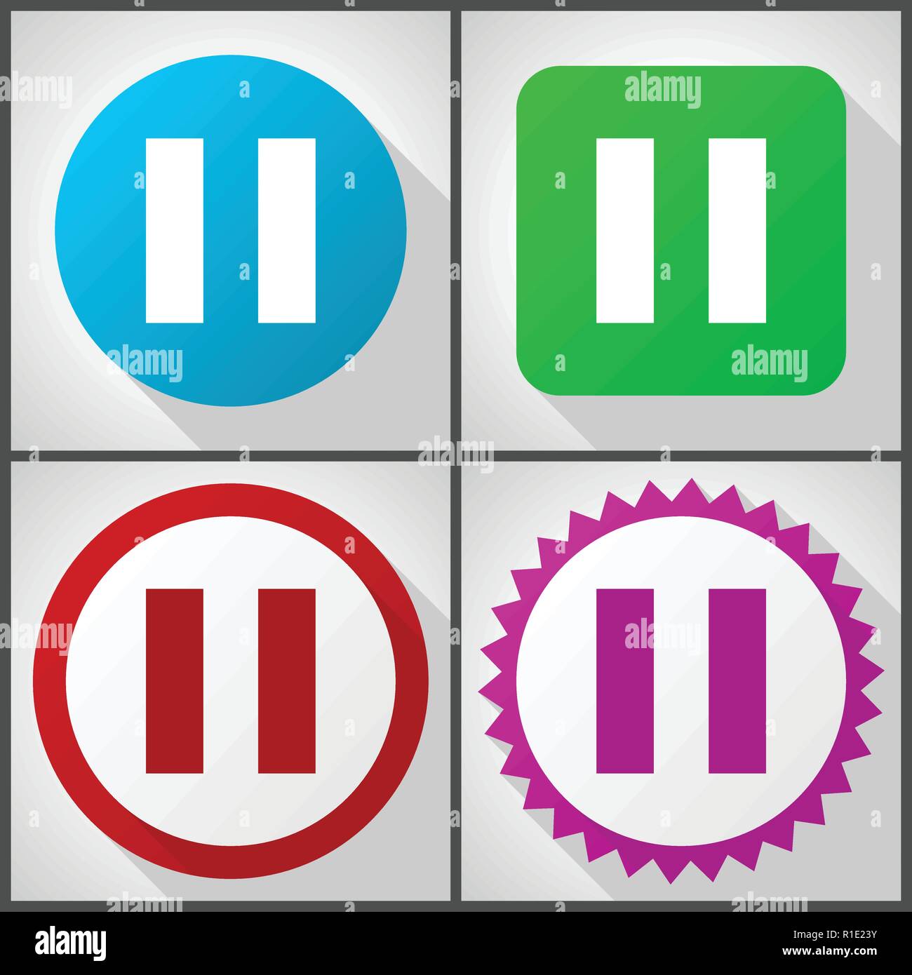 Vector icons with 4 options. Pause flat design icon set easy to edit in ...