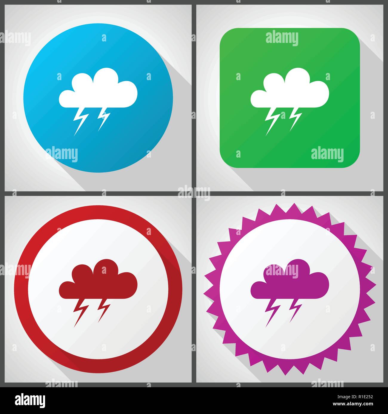 Vector icons with 4 options. Storm flat design icon set easy to edit in ...