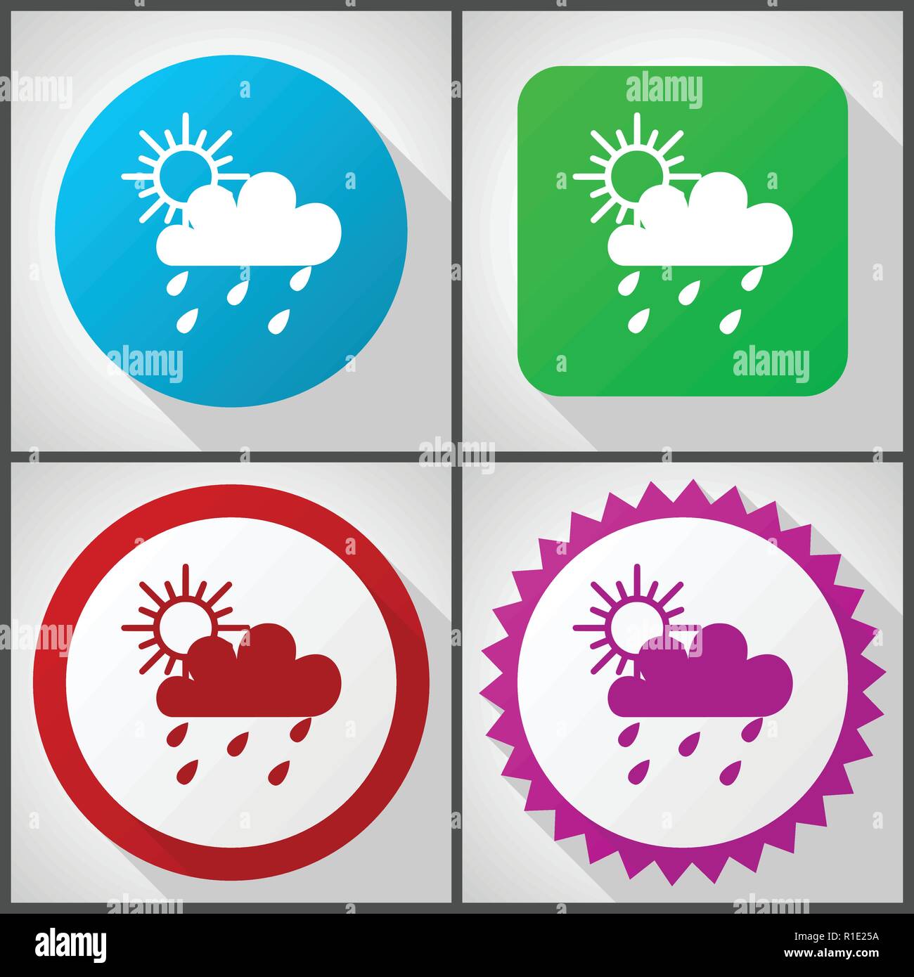 Vector icons with 4 options. Rain flat design icon set easy to edit in ...