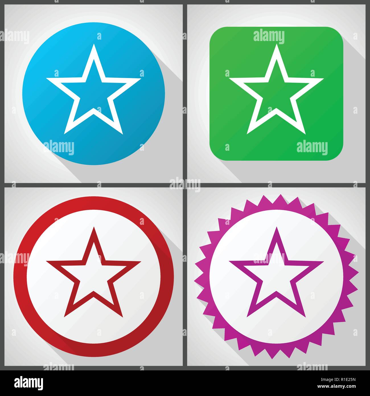 Vector icons with 4 options. Star flat design icon set easy to edit in ...