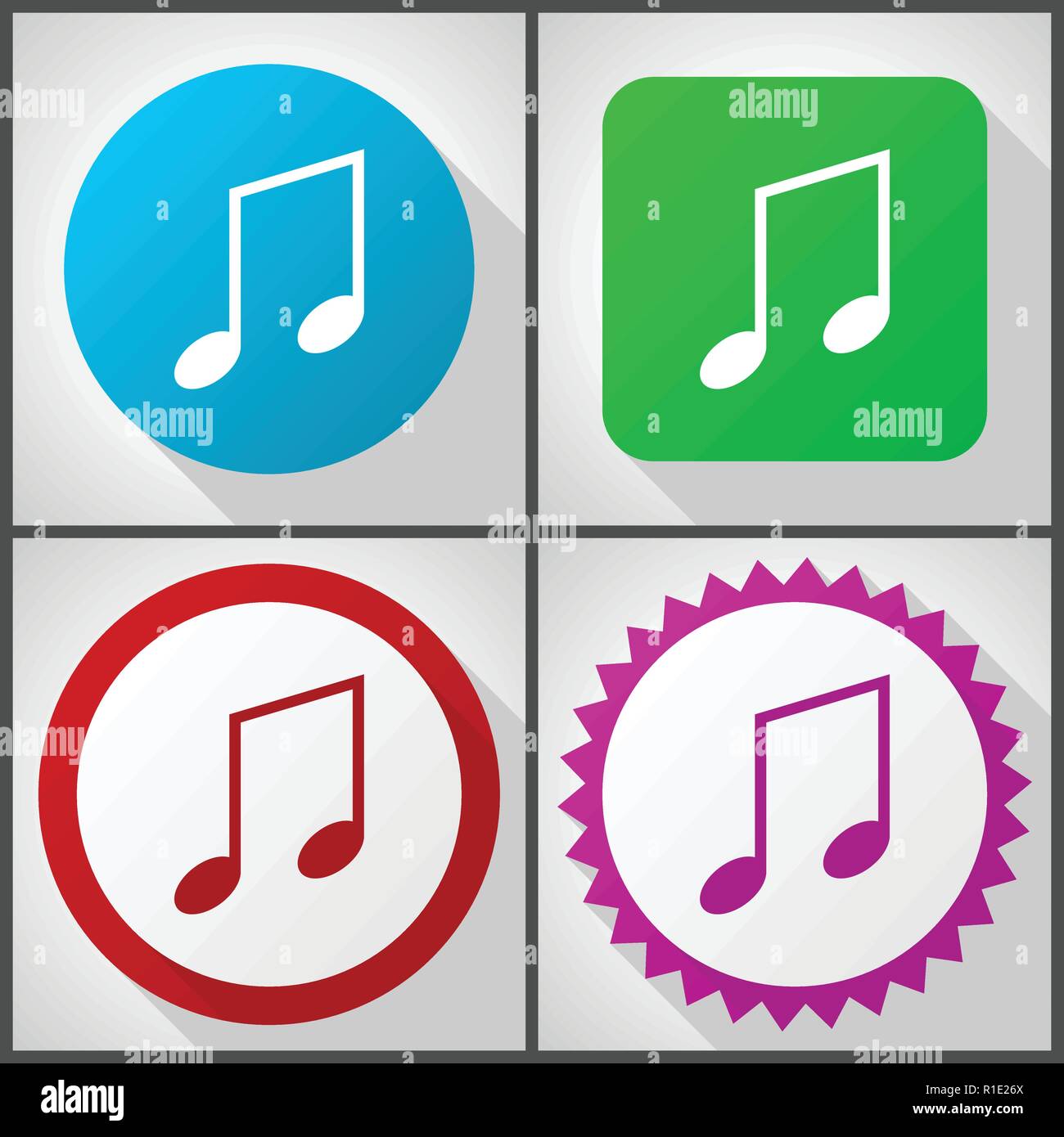 Vector icons with 4 options. Music flat design icon set easy to edit in ...