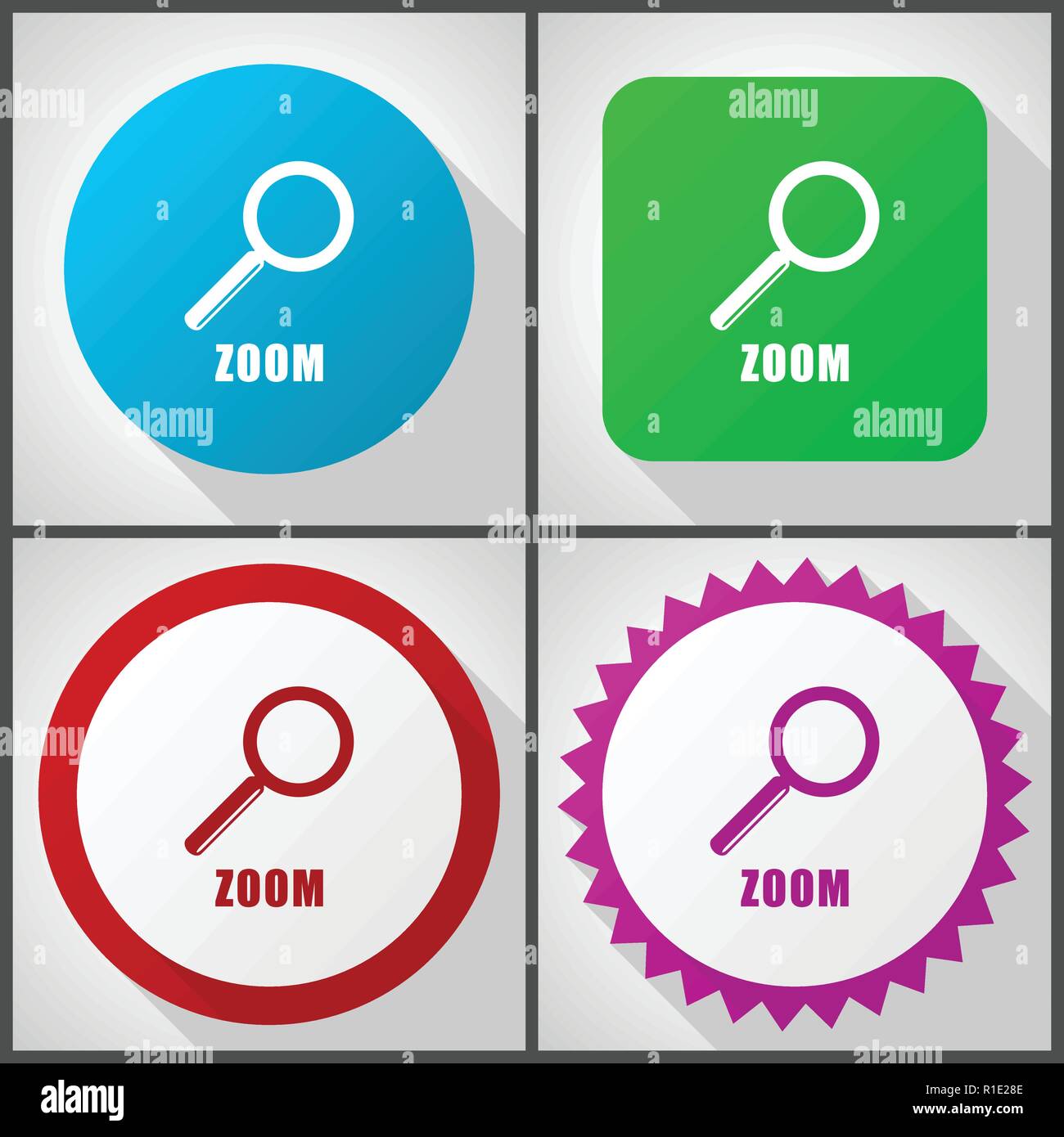 Vector icons with 4 options. Zoom flat design icon set easy to edit in ...