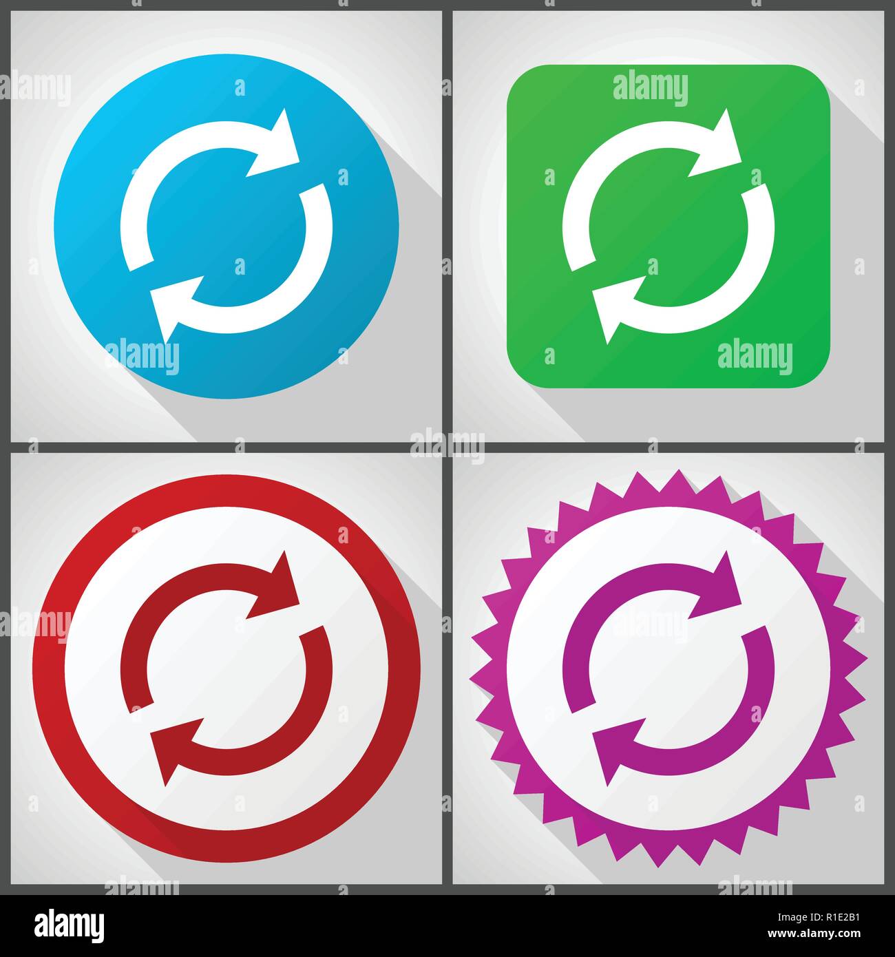 Vector icons with 4 options. Reload flat design icon set easy to edit ...