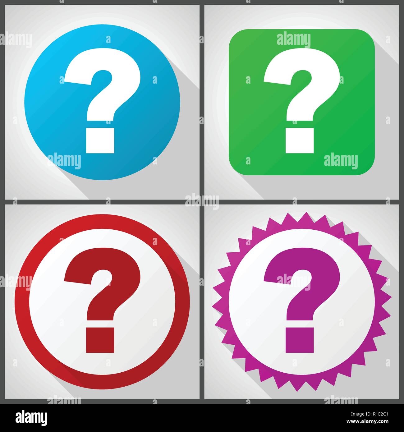 Vector icons with 4 options. Question mark flat design icon set easy to ...