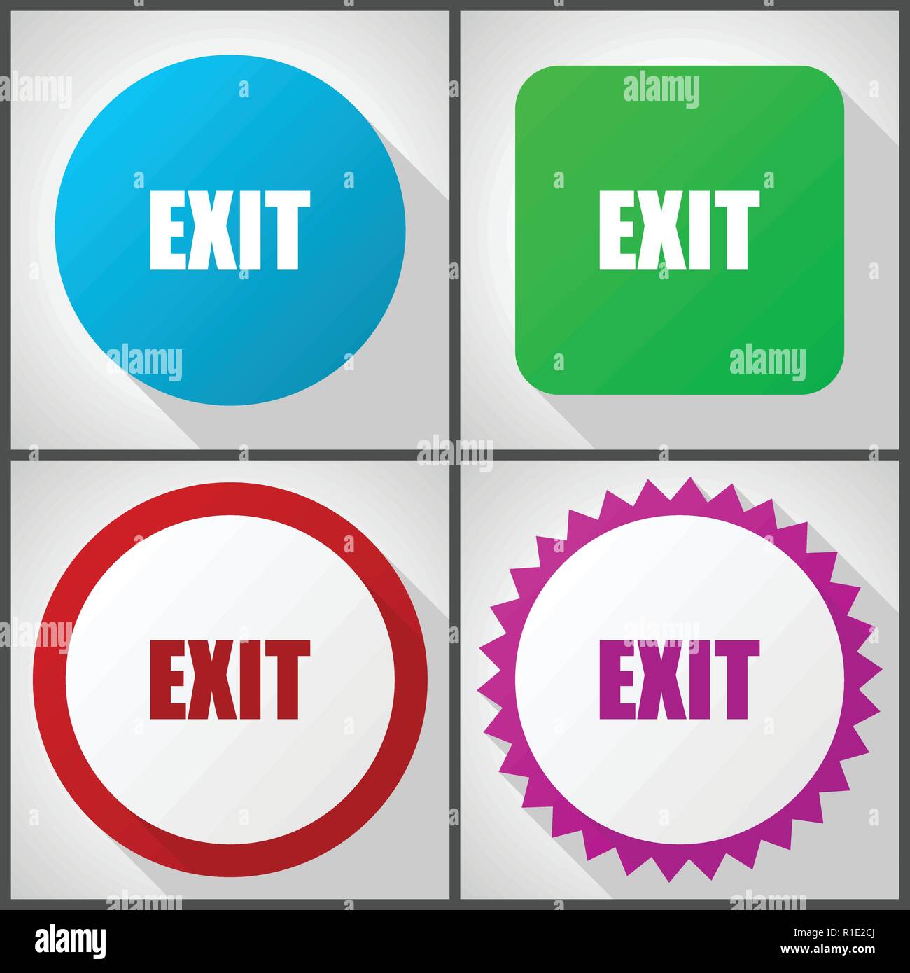 Vector icons with 4 options. Exit flat design icon set easy to edit in ...