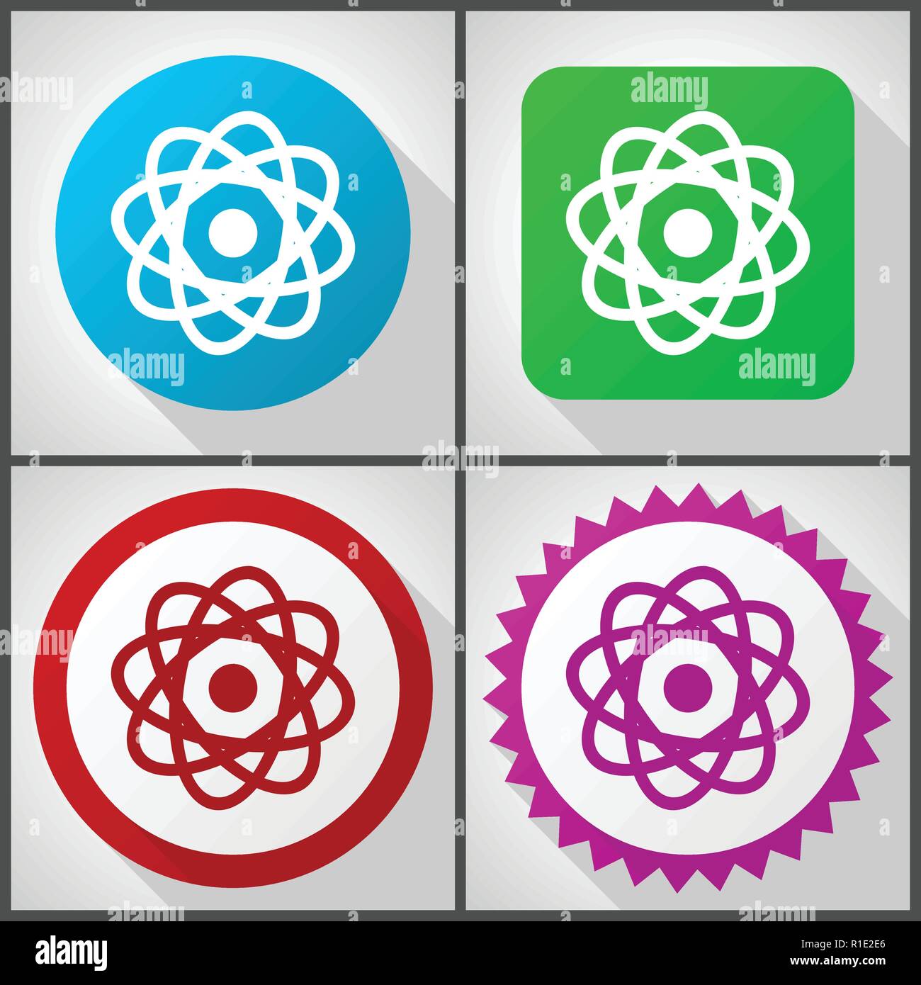 Vector icons with 4 options. Atom flat design icon set easy to edit in ...
