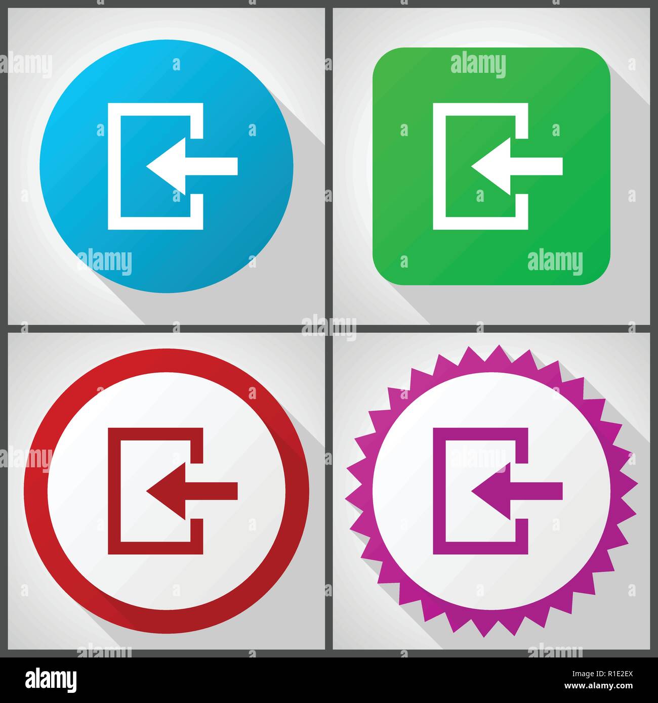 Vector icons with 4 options. Enter flat design icon set easy to edit in ...
