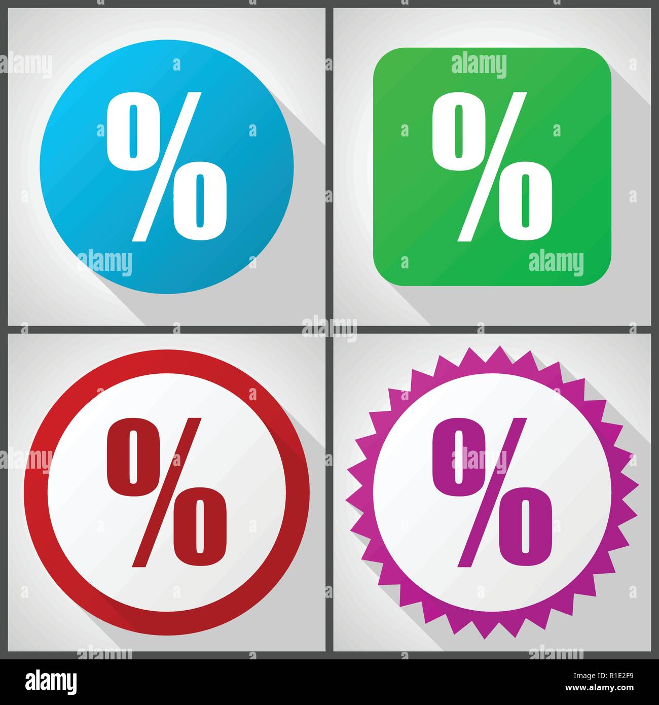 Vector icons with 4 options. Percent flat design icon set easy to edit ...