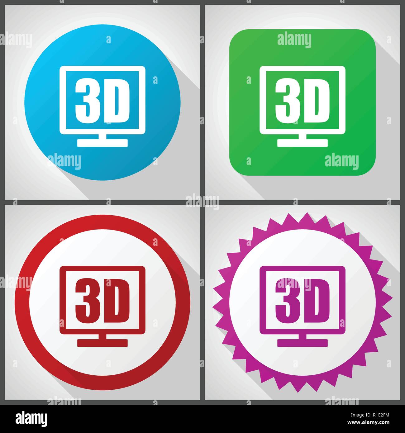 Vector icons with 4 options. 3d display flat design icon set easy to ...