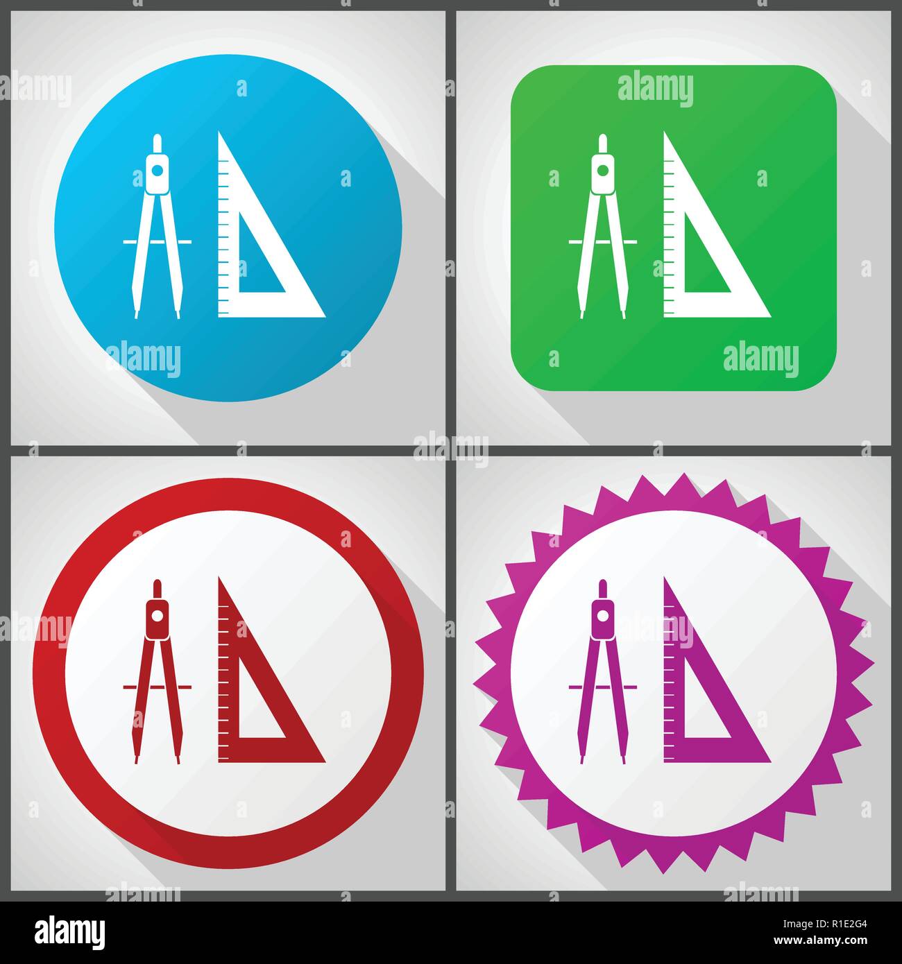 Vector icons with 4 options. Learning flat design icon set easy to edit ...