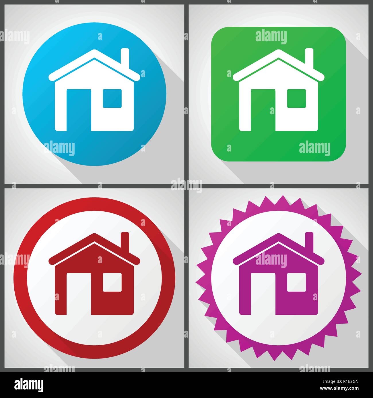 Vector icons with 4 options. House flat design icon set easy to edit in ...