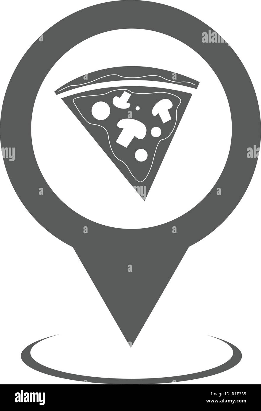 Pizza map pointer icon. Simple illustration of pizza map pointer vector ...