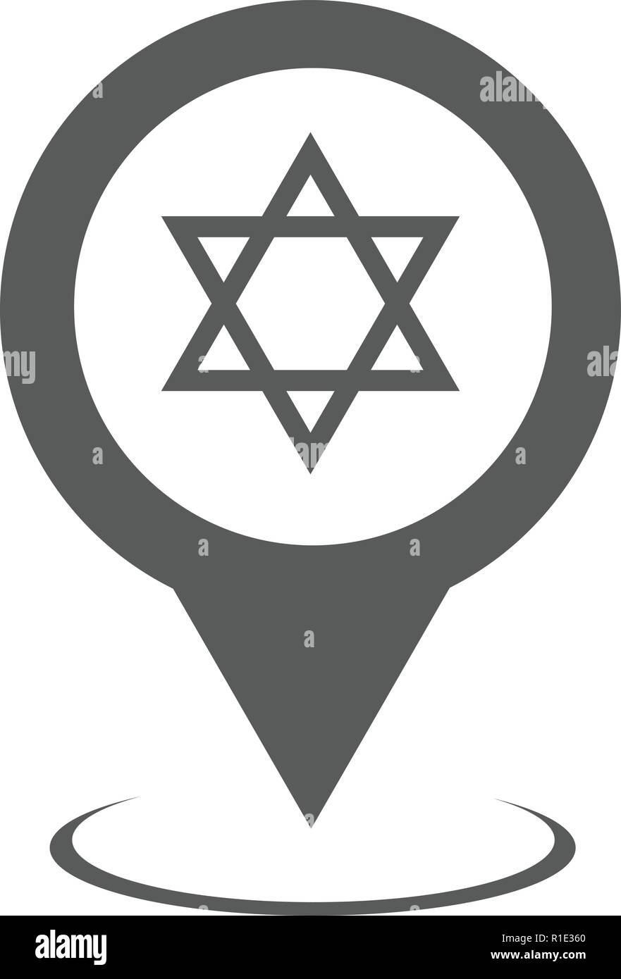 Synagogue map pointer icon. Simple illustration of synagogue map ...